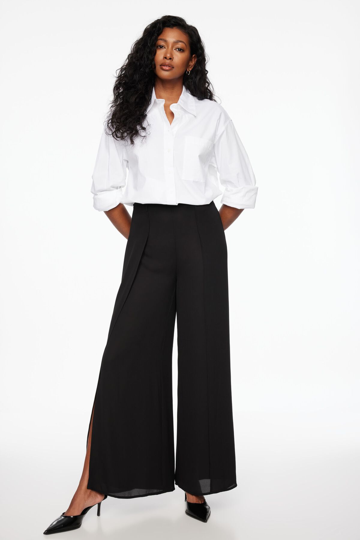 Flowy Open Wide Leg Pants Black | Garage