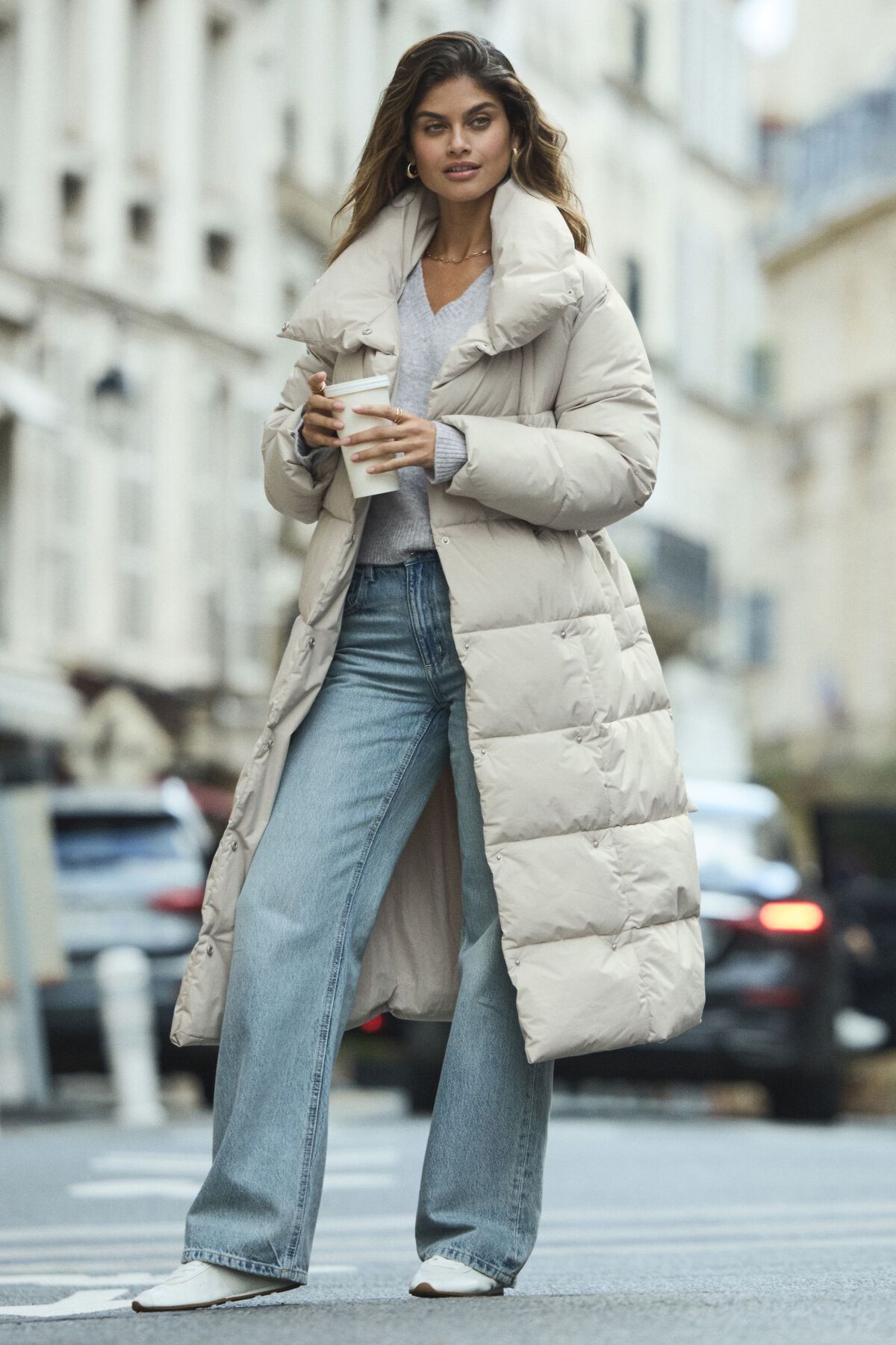 Belted Maxi Puffer Coat Gray | Garage