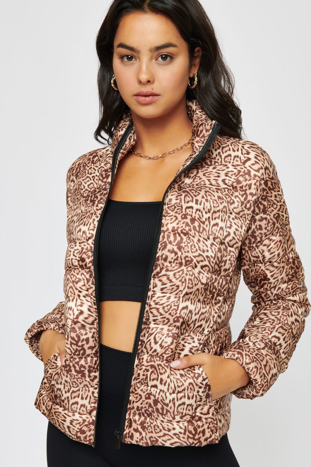 Printed Essential Puffer Jacket | Garage
