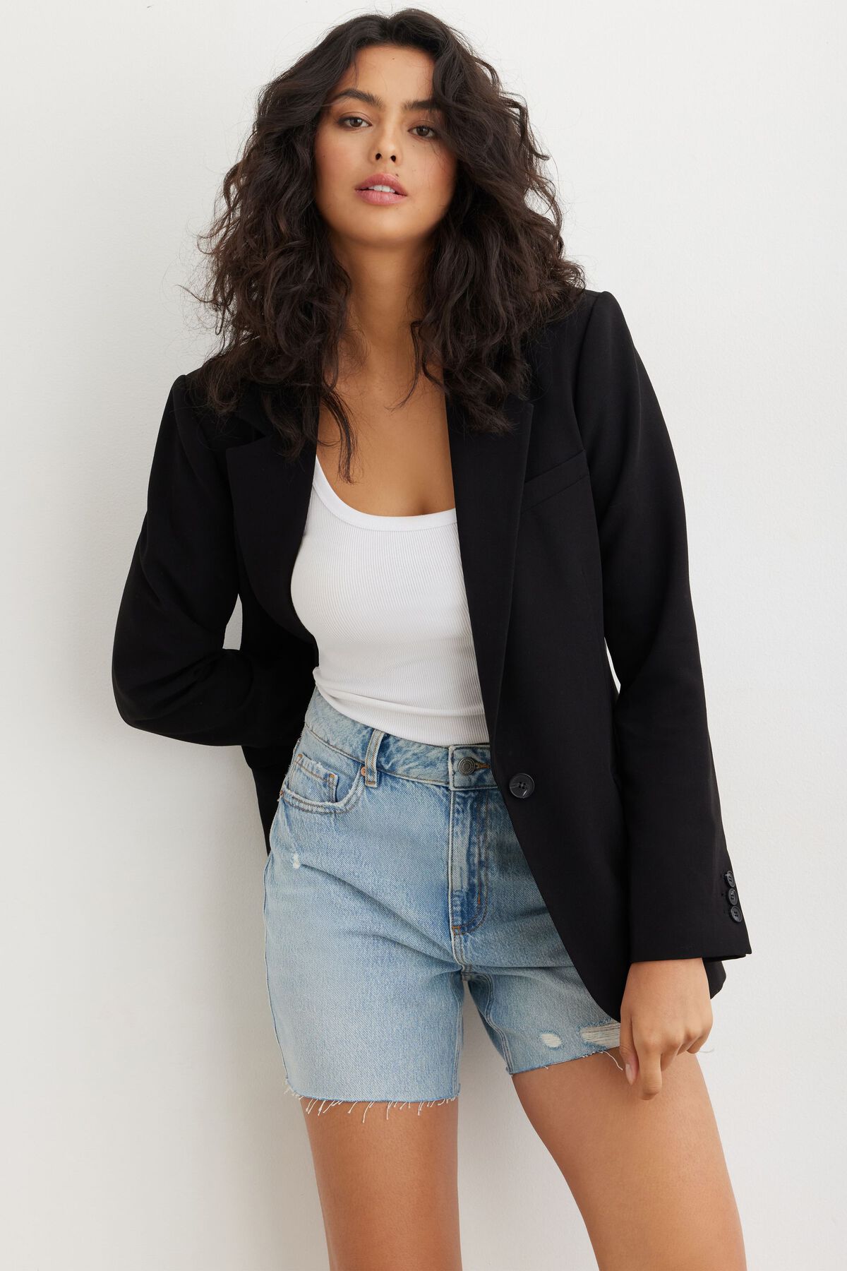 Gabi Mid Thigh Jean Shorts Blue | Garage