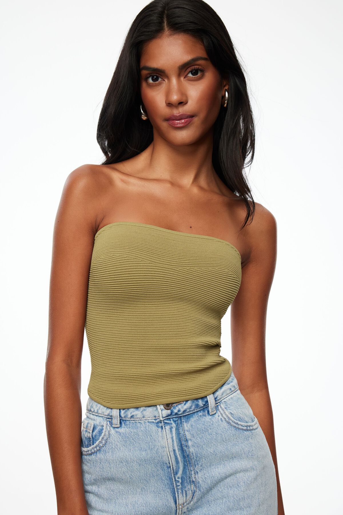 Ribbed Tube Top Brown | Garage