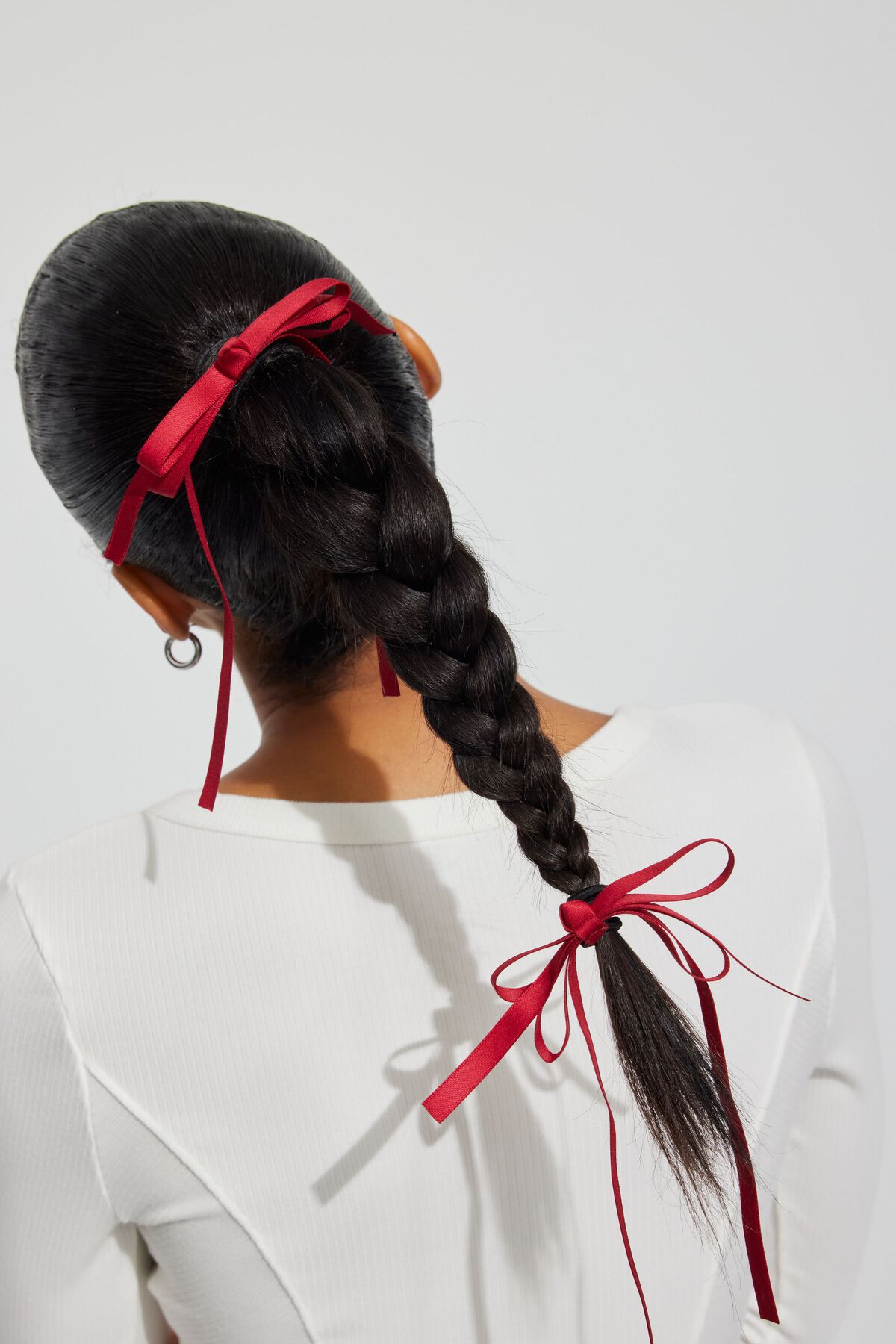 Set of 6 Ribbon Bow Hair Elastics Red | Garage