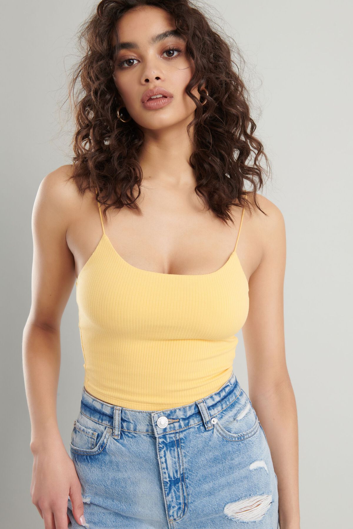 The Ribbed Bungee Cami Yellow | Garage