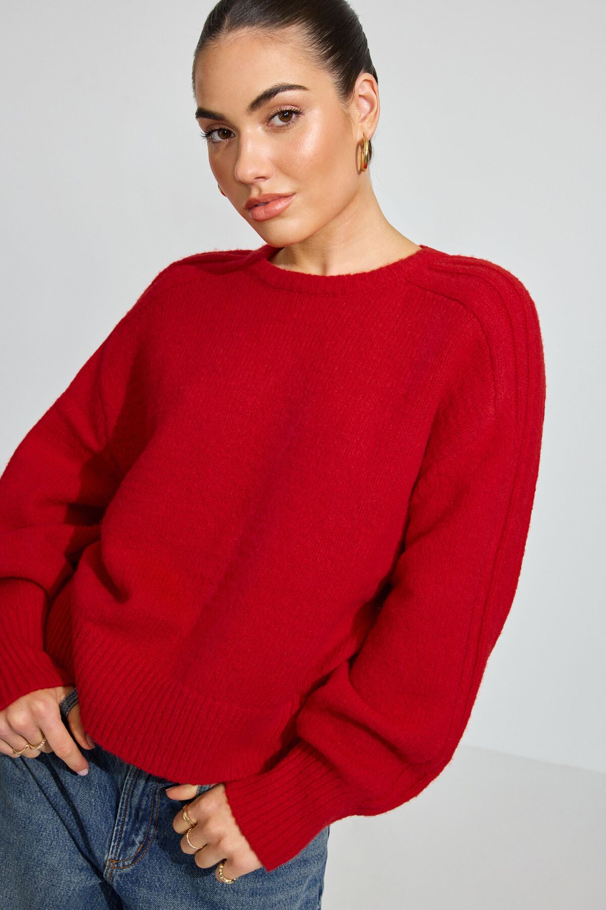 Spongy Loose Crewneck Sweater Red | Garage