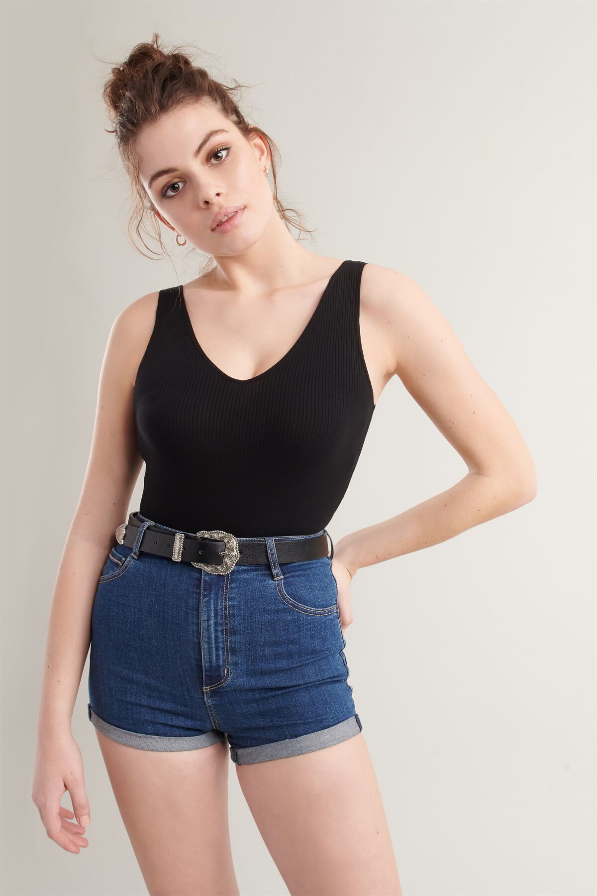 V-Neck Bodysuit Black | Garage