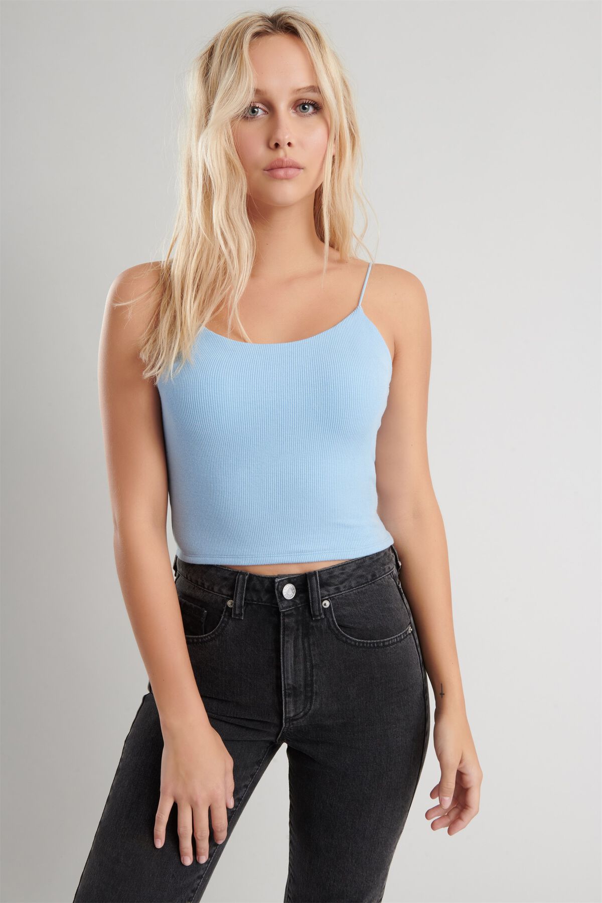 The Ribbed Bungee Cami Blue | Garage