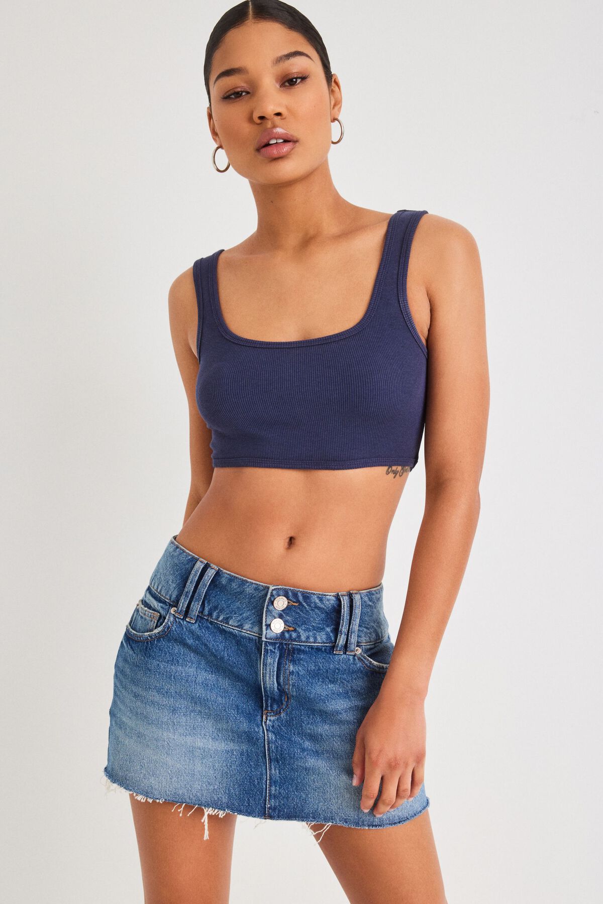 Britt Cropped Tank Blue | Garage