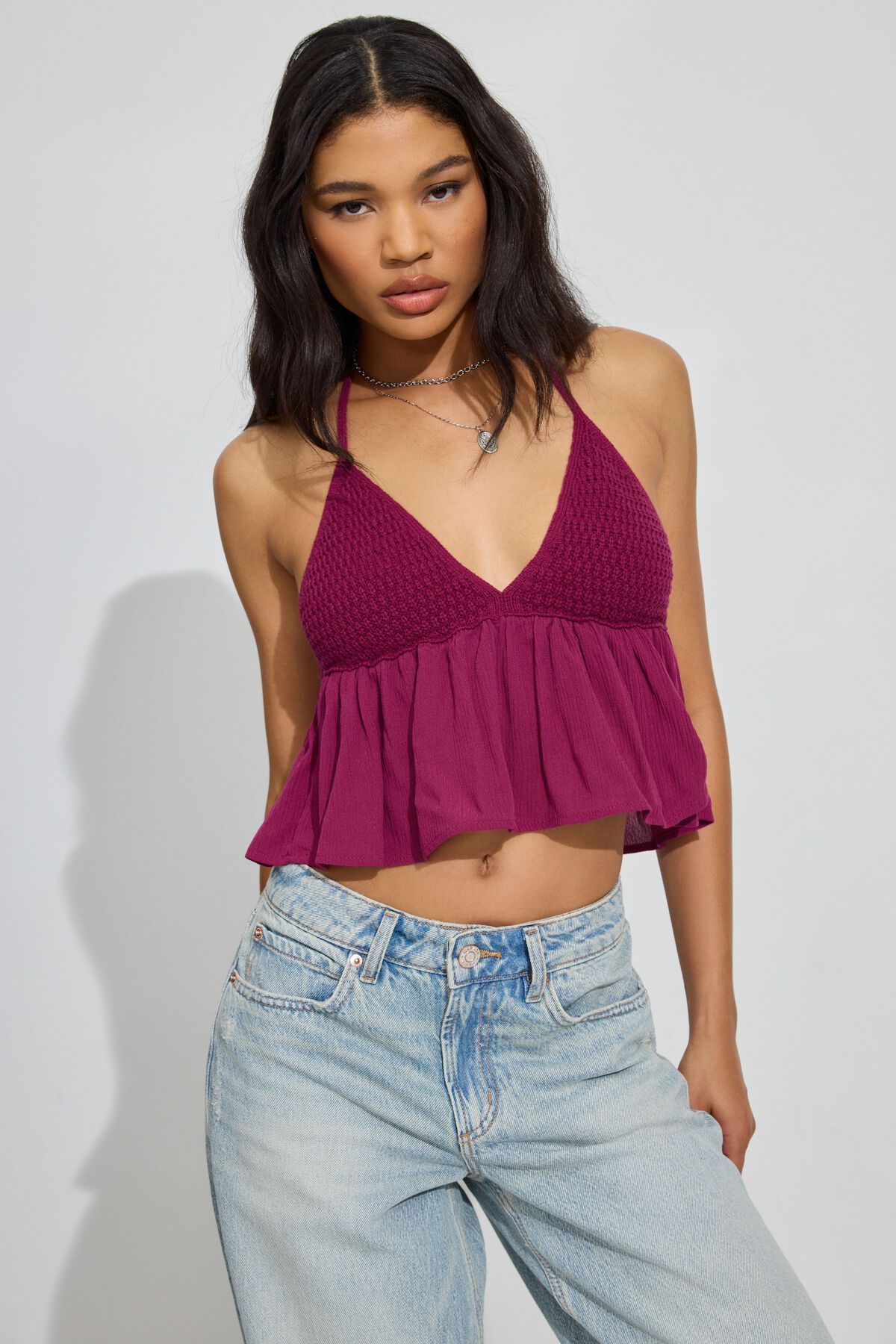 Crochet Halter Top Burgundy | Garage