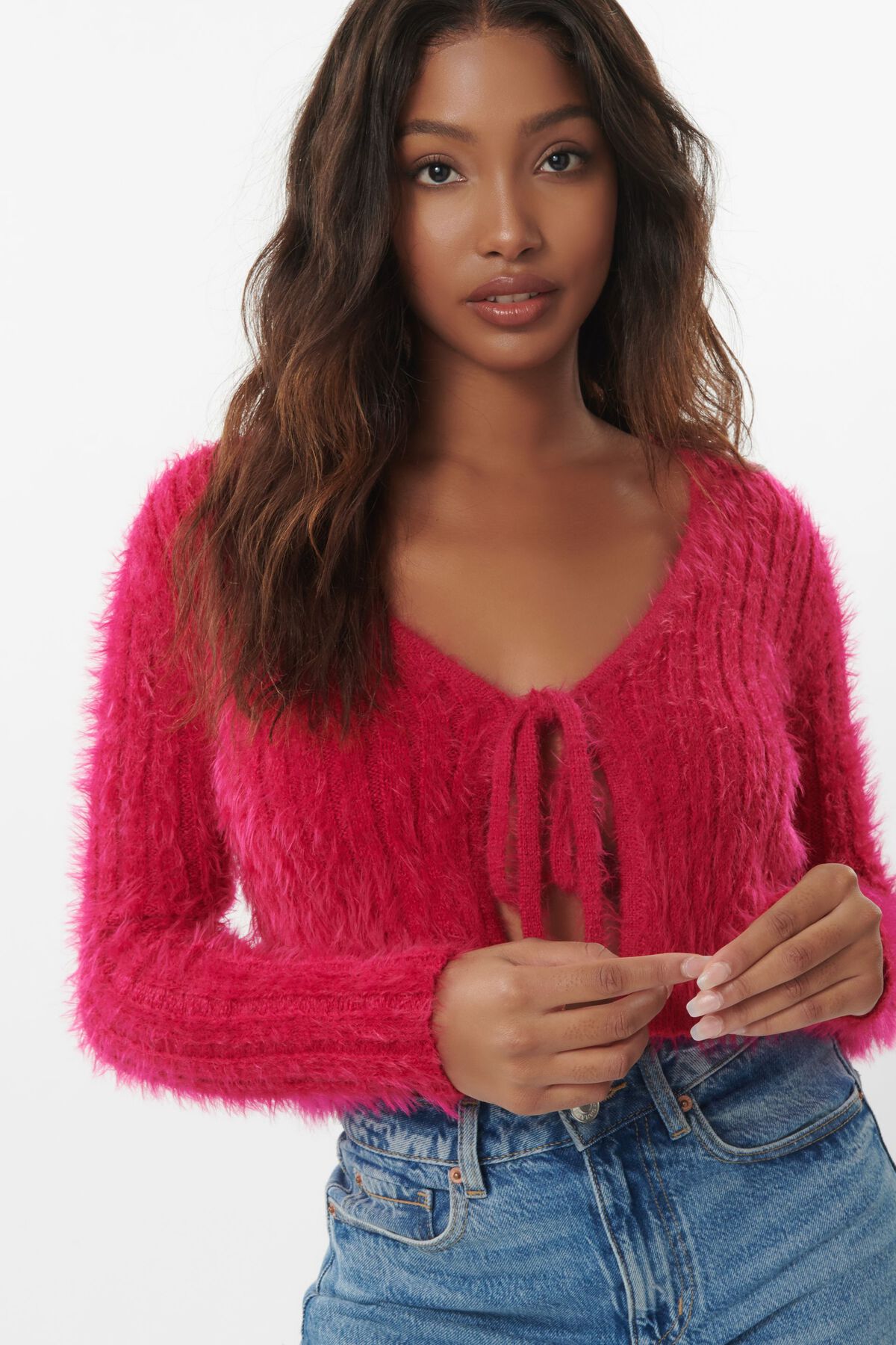 Fuzzy Front-Tie Cardi | Garage