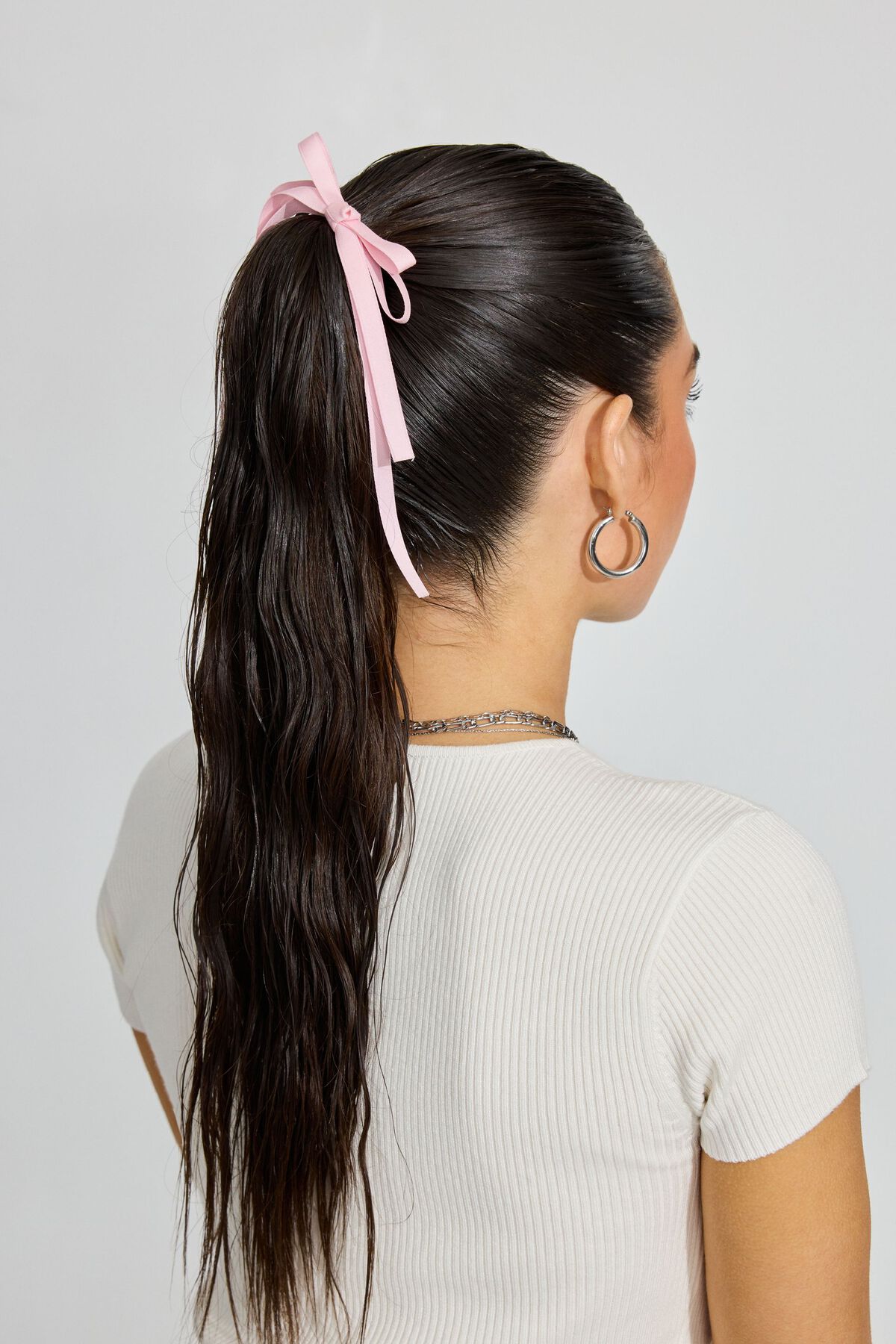 Set of 6 Ribbon Bow Hair Elastics Pink | Garage