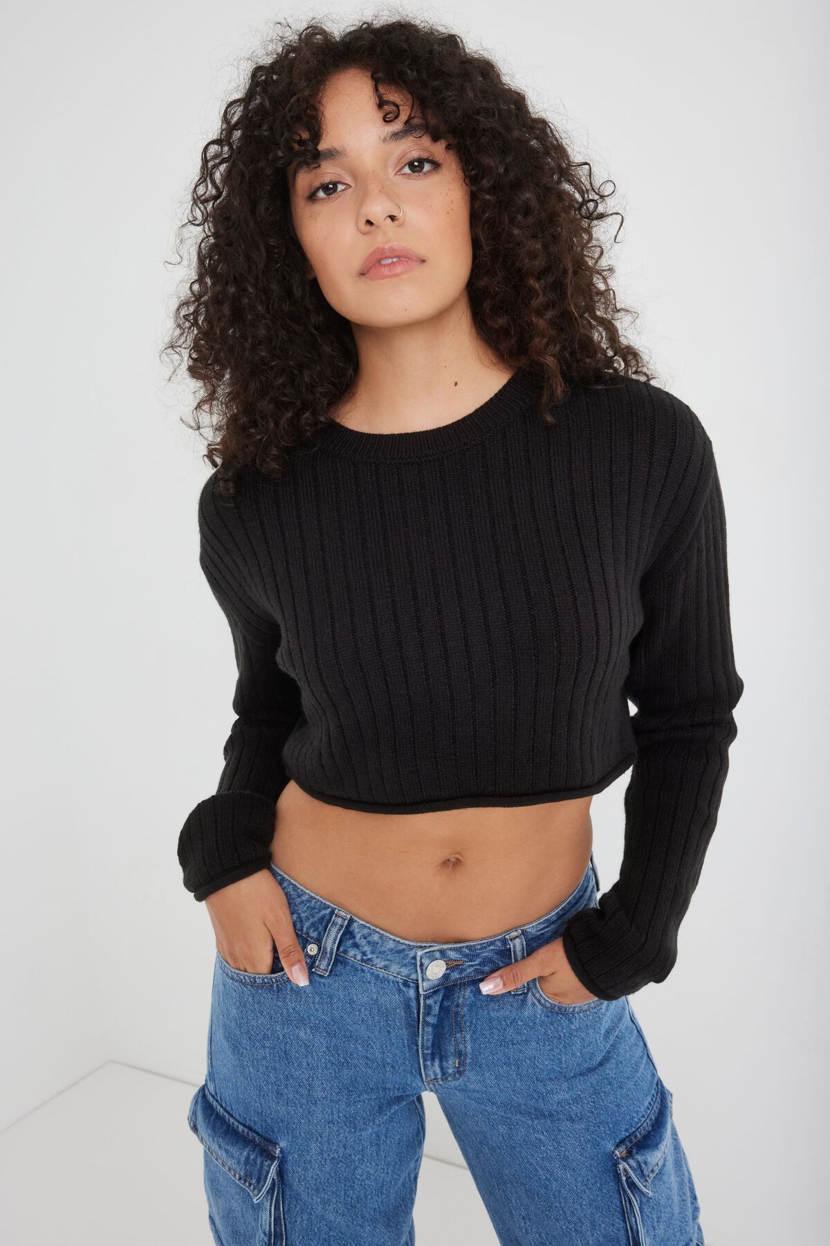 Super Crop Sweater Gray | Garage