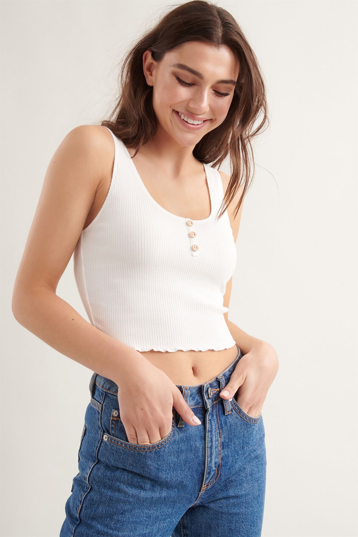 Henley Lettuce Edge Tank White | Garage