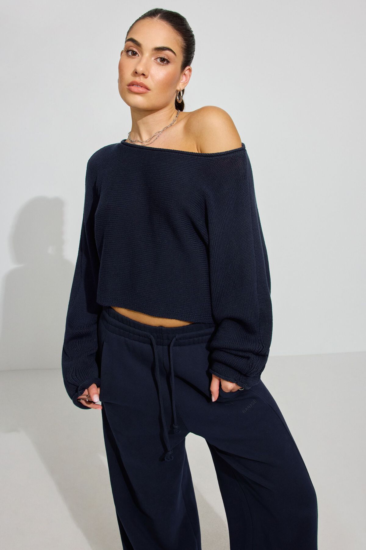 Supersoft Loose Crop Sweater Blue | Garage