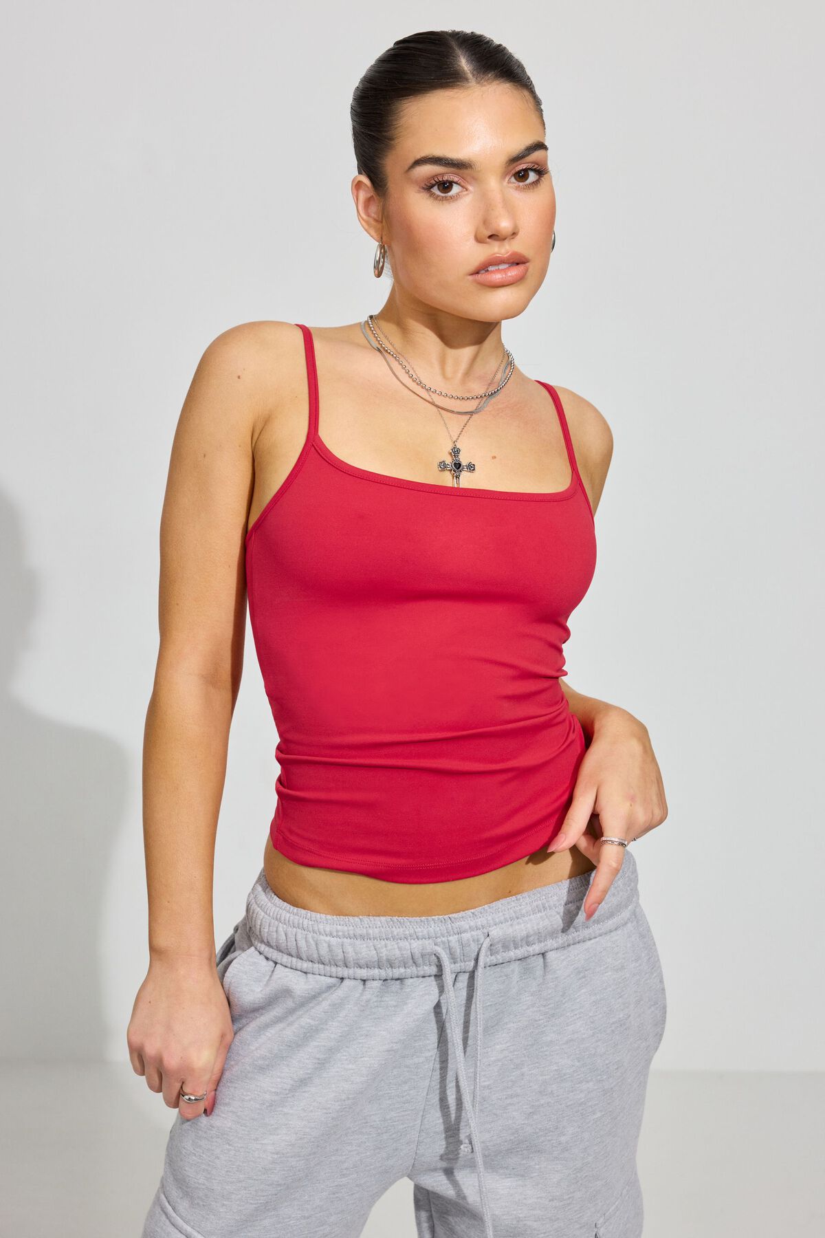 Sleek Scoop Cami Top Red | Garage
