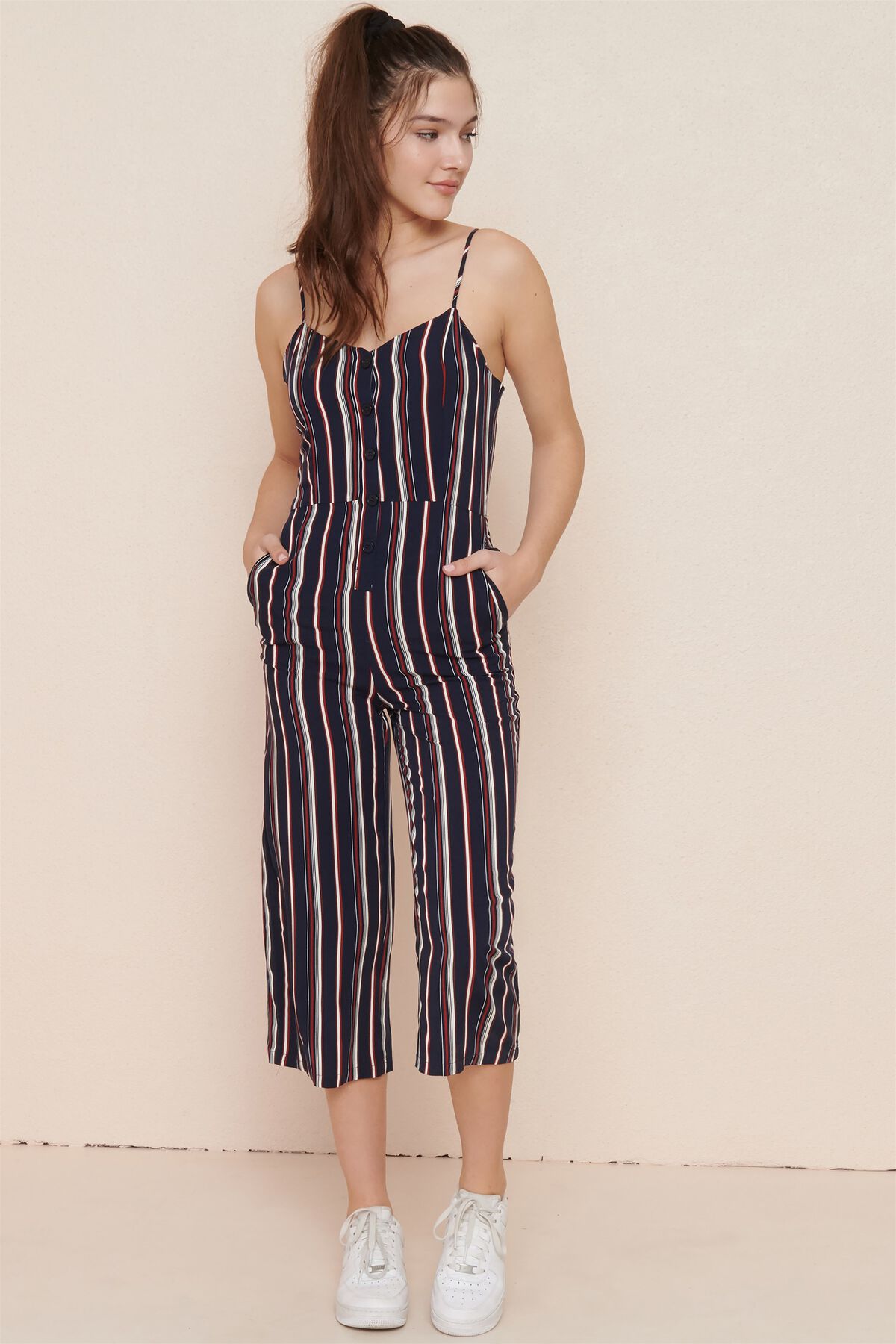 Button Front Jumpsuit Blue | Garage