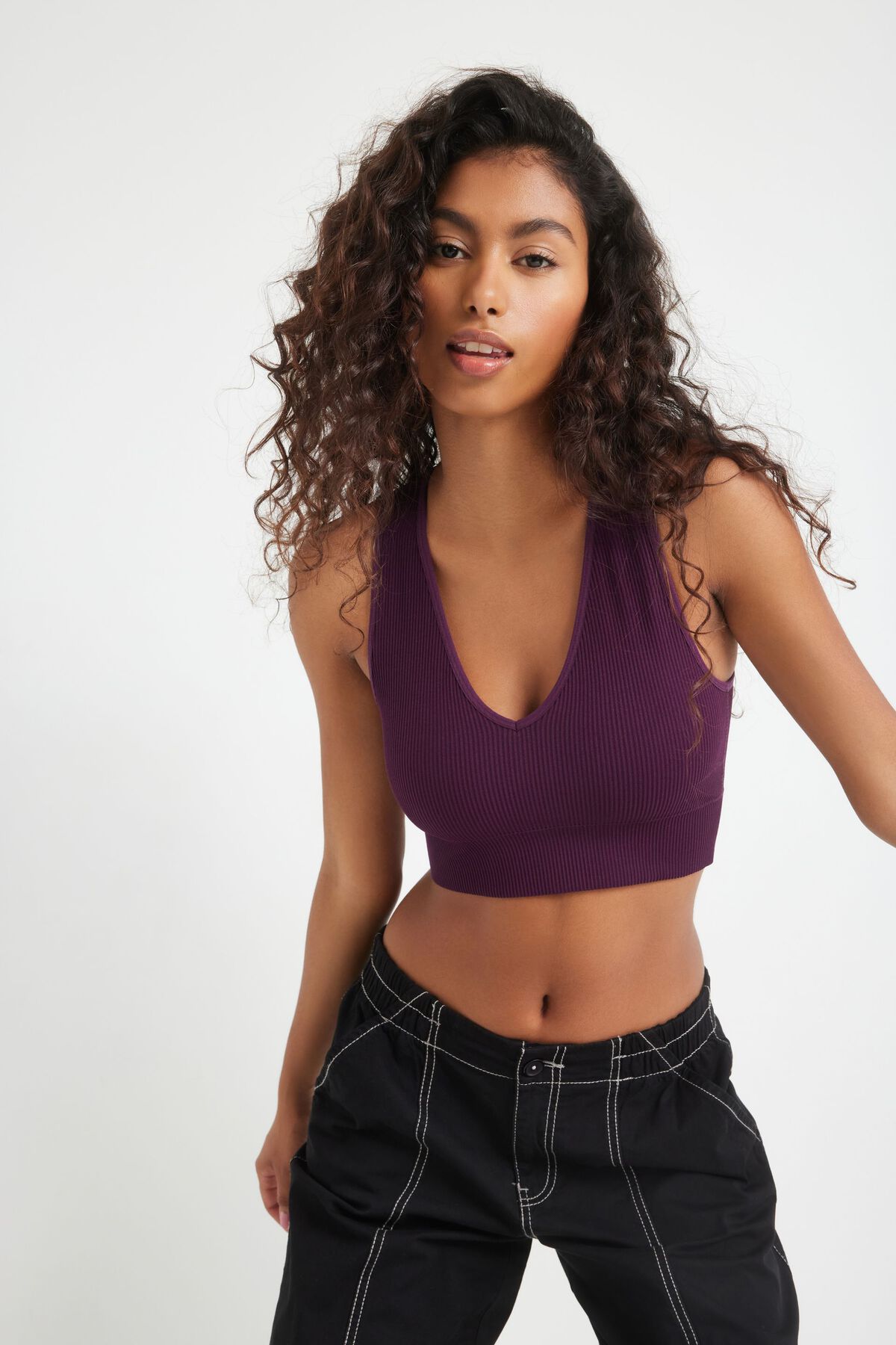 Stella Seamless Plunge Tank Top Purple | Garage