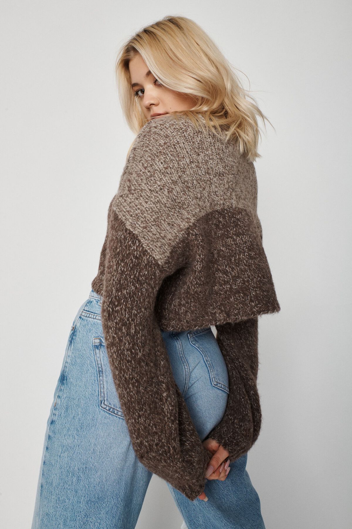 Bubble Sleeve Sweater Brown | Garage