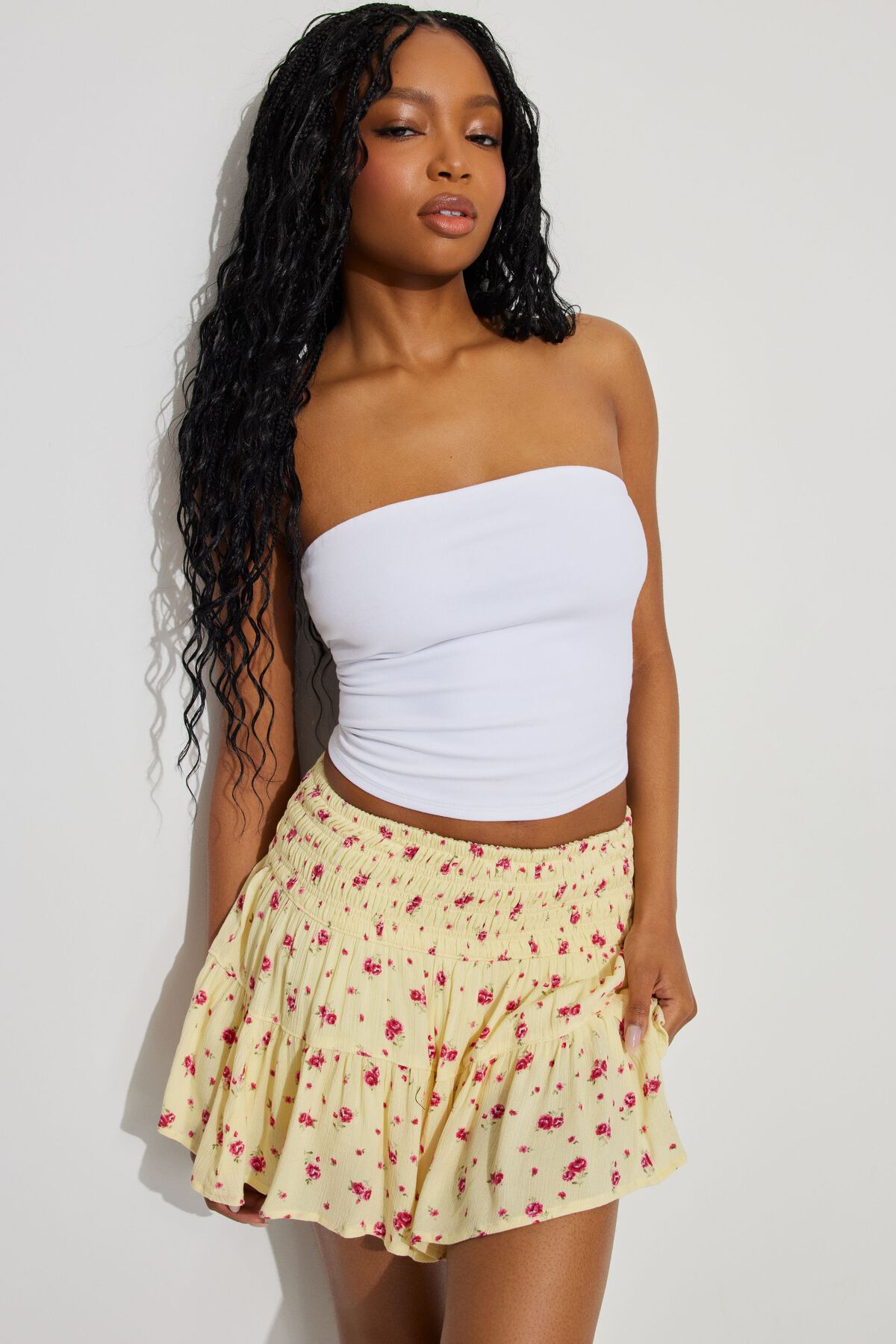 Smocked Mini Skort Yellow | Garage