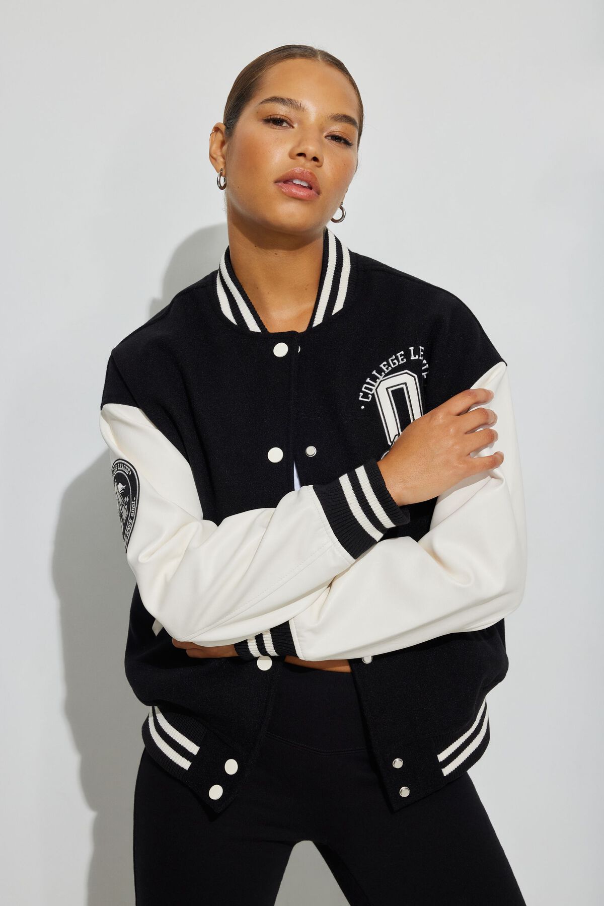 Long Varsity Jacket Black | Garage
