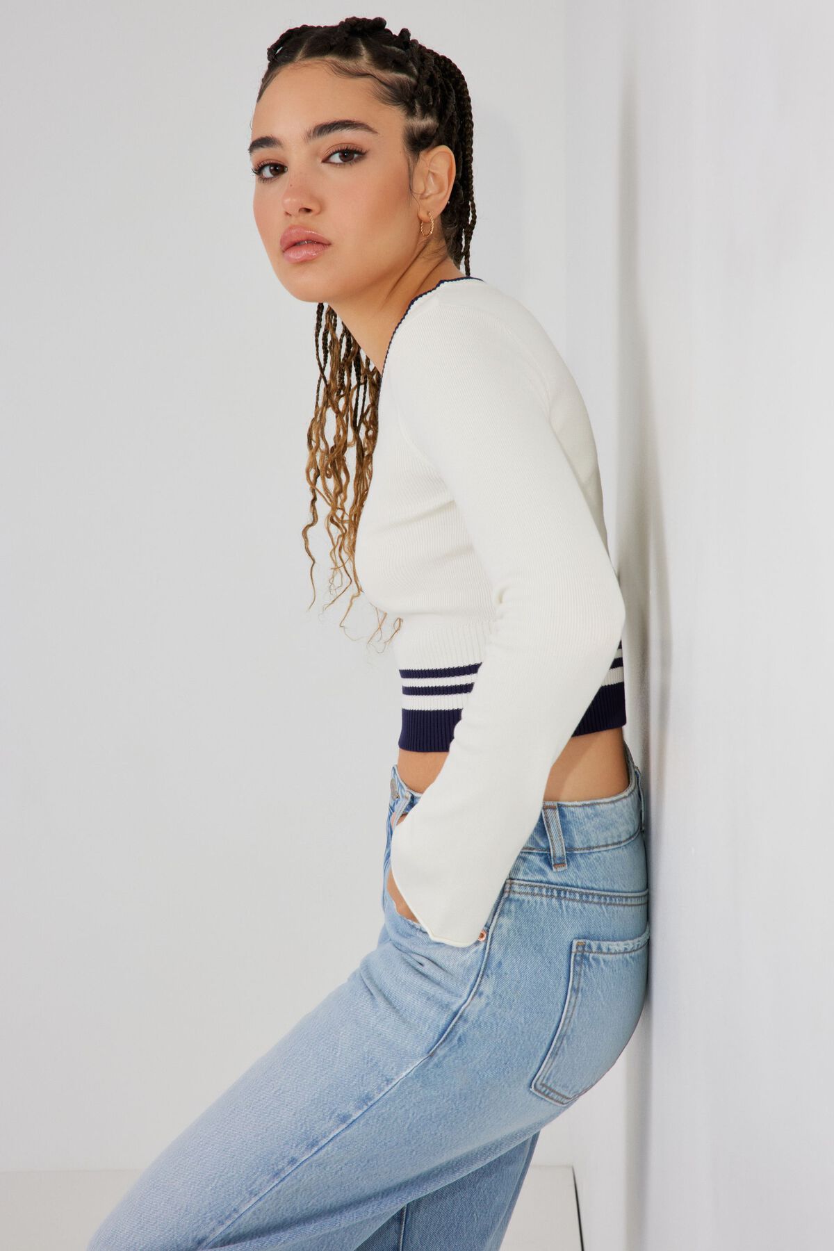 Ivy High Long Sleeve Top White | Garage