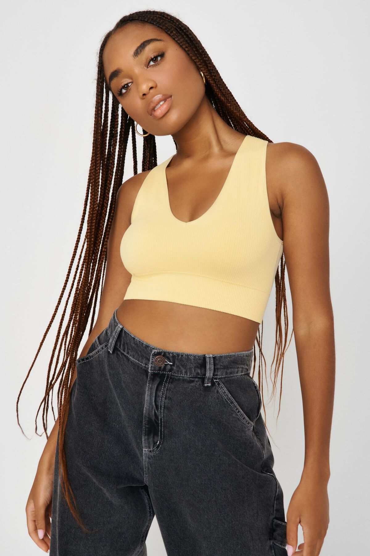 Stella Seamless Plunge Tank Top Yellow | Garage