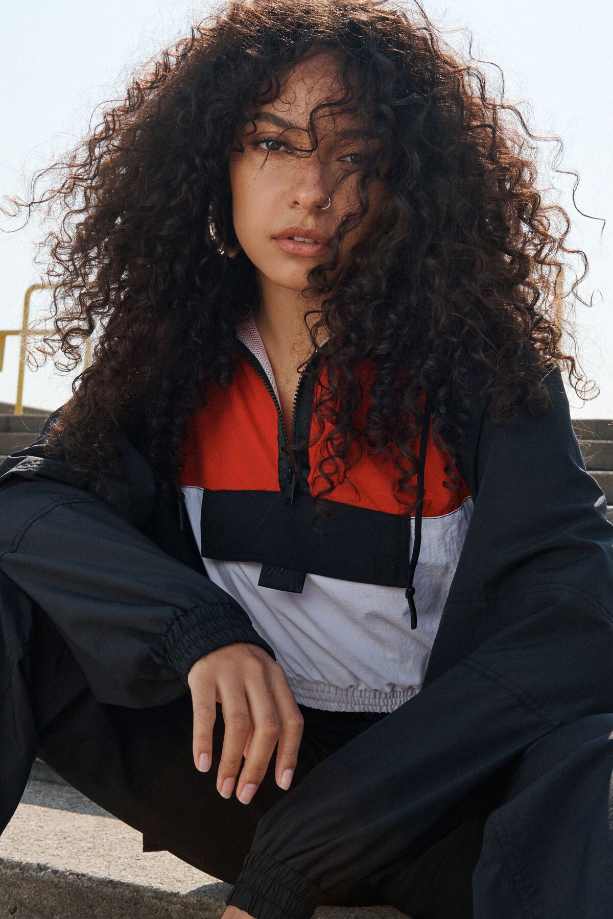 Nylon Half-Zip Tech Jacket RED | Garage