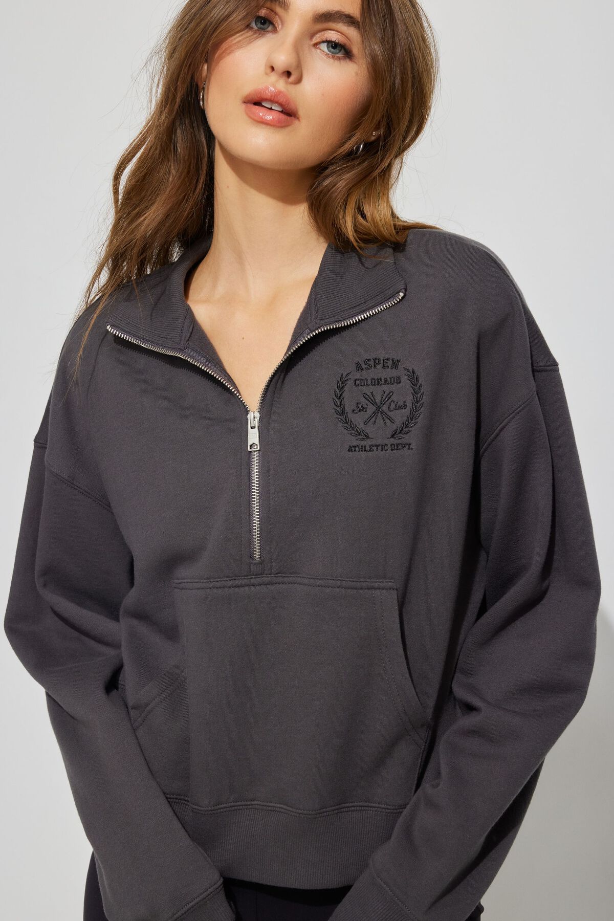 Mock Neck Half Zip Sweatshirt | Garage