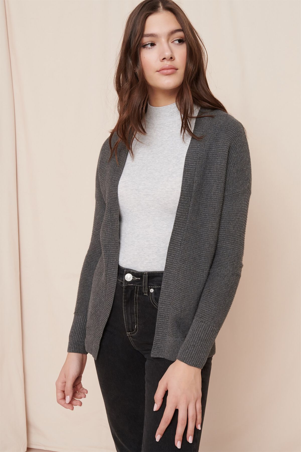 Ribbed Open Front Cardi | Garage