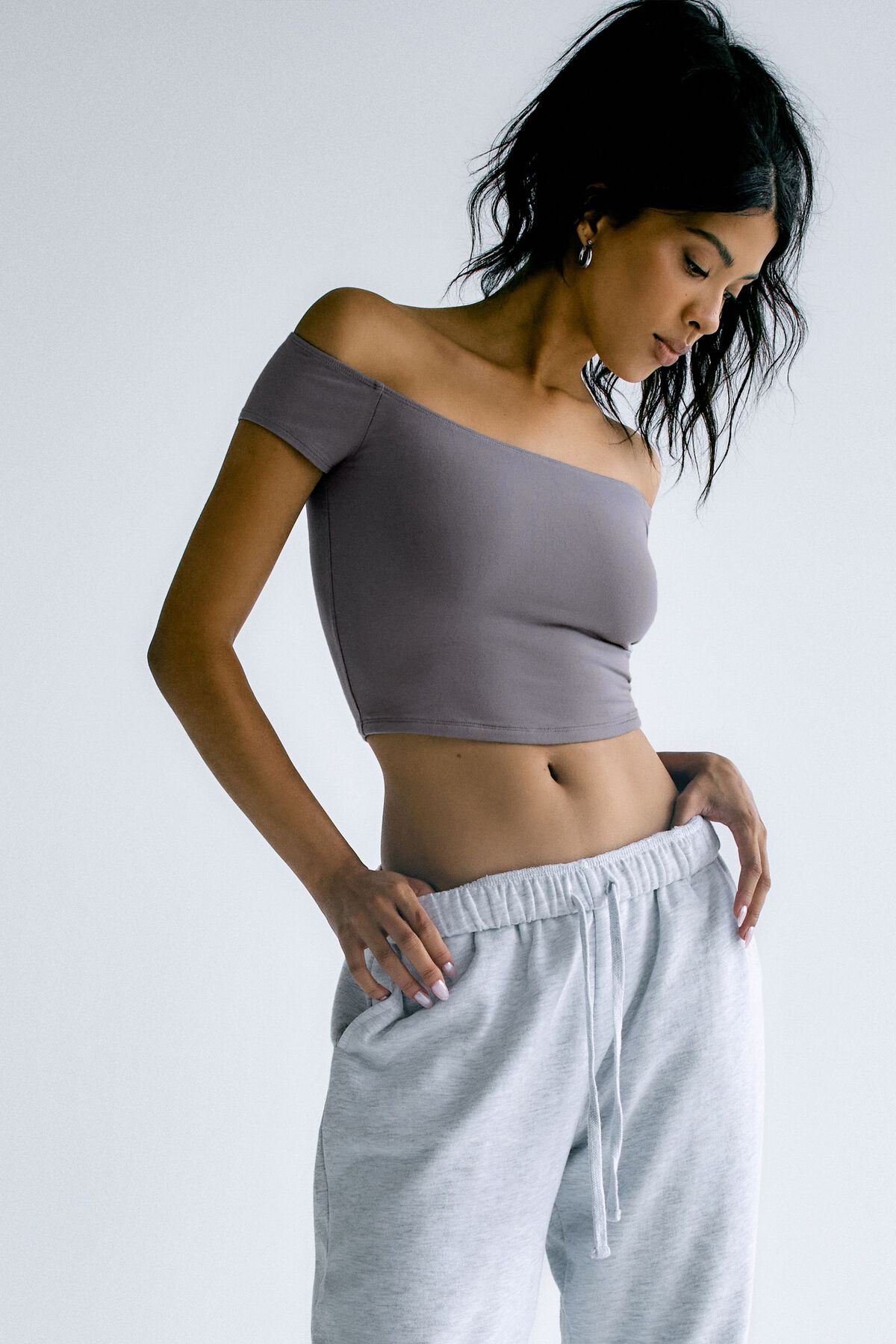 Off Shoulder Tee Gray | Garage