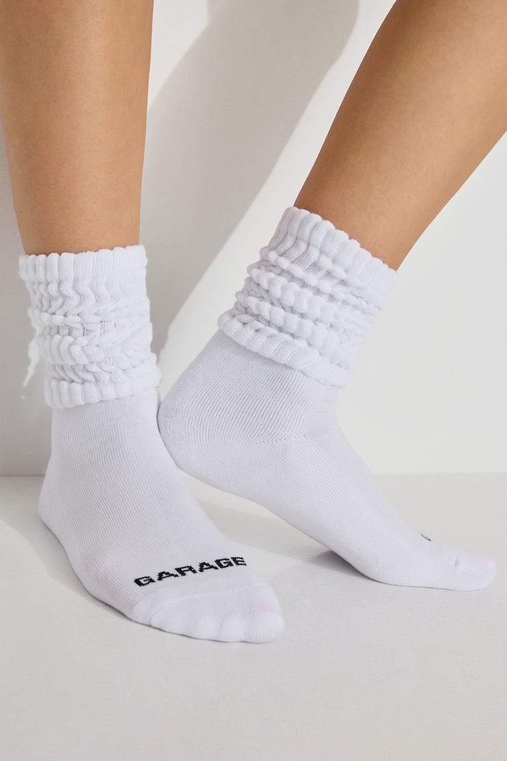 Sport Crew Scrunch Socks White | Garage