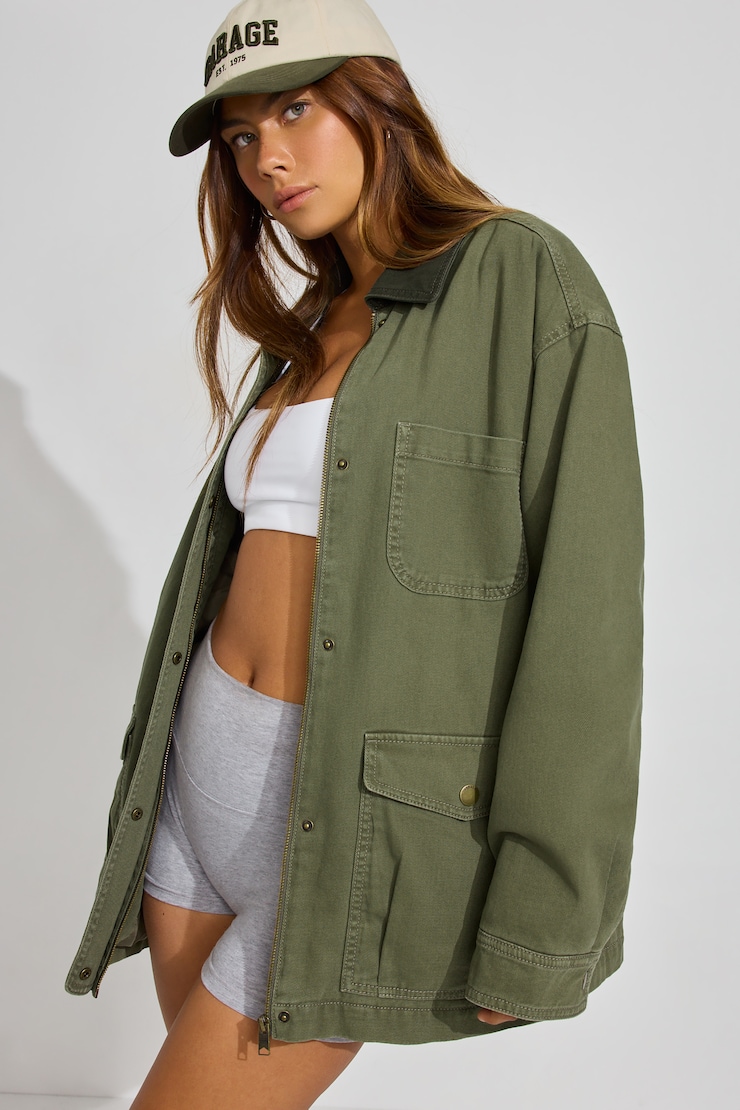 Long Twill Field Jacket Green | Garage